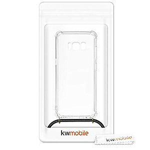 kwmobile Crossbody Case Compatible with Samsung Galaxy S8 Case - Clear TPU Phone Cover w/Lanyard Cord Strap - Black/Transparent