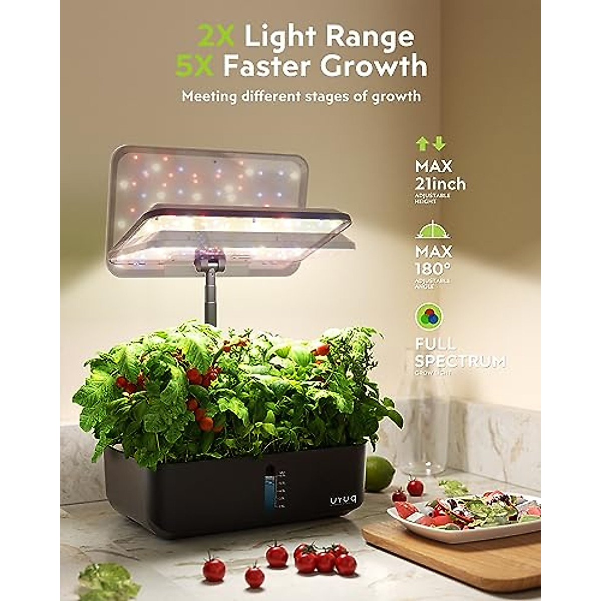 Hydroponics Growing System Indoor Garden: URUQ 12 Pods Indoor Gardening System with Remote Control LED Grow Light Height Adjustable Quiet Plants Germination Kit - Gardening Gifts for Women Black