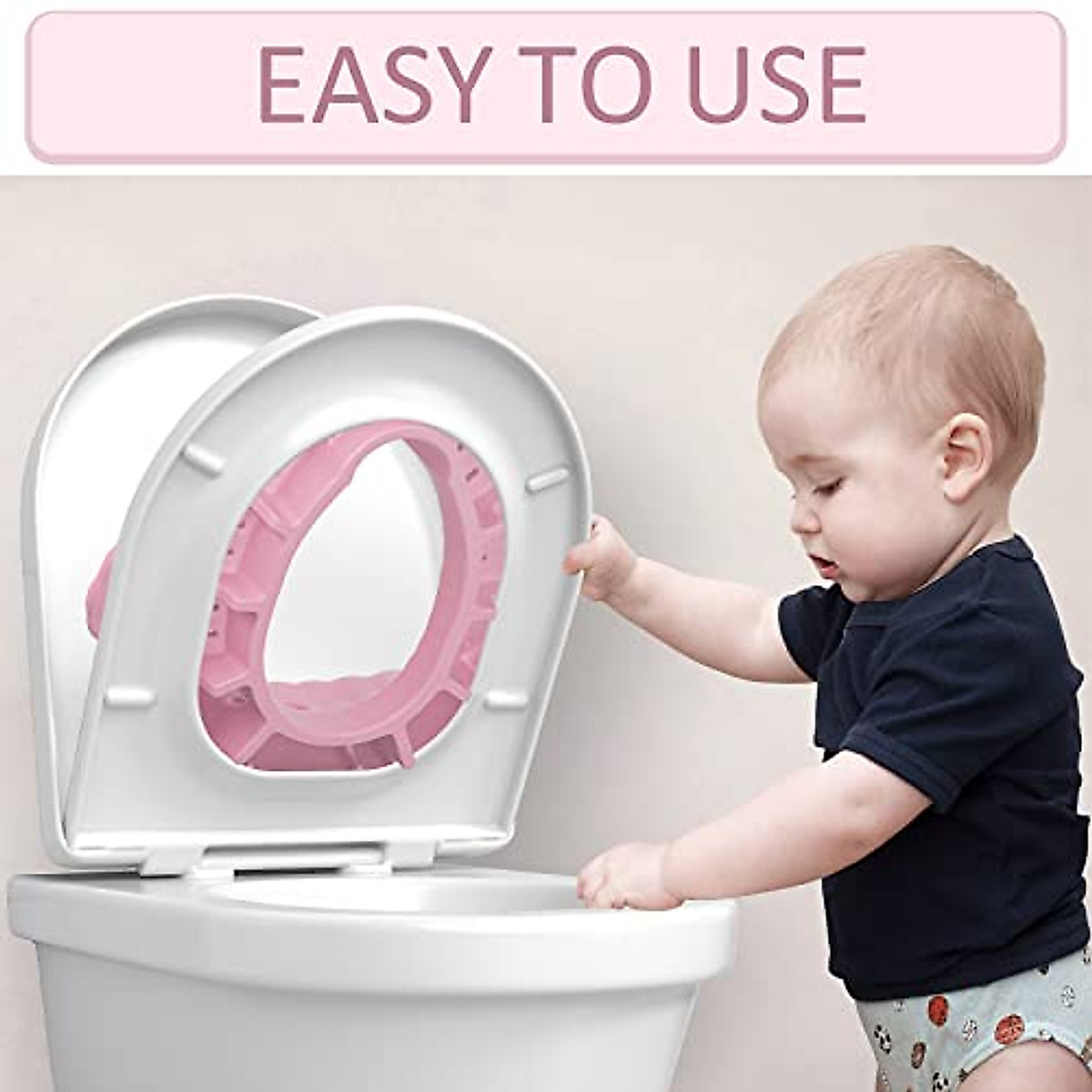 Potty Training Seat for Toddler Kids Boys & Girls, TYRY.HU Portable Toilet Seat with Ergonomic Backrest Fits Most Toilets, Upgraded Soft EVA Non-Slip Secure Easy to Clean Travel Toilet Seat,Pink