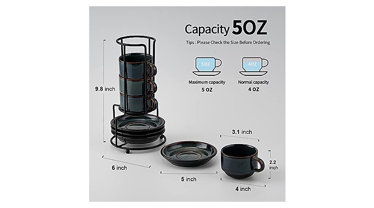 Stackable Espresso Cups Set - JIEMEI HOME