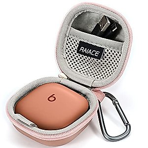 RAIACE Hard Storage Case Compatible with Beats Fit Pro Earbuds, Earbuds Storage Box with Mesh Pocket. (Case Only) - Pink