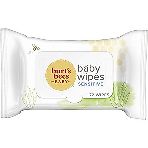 Burt's Bees Baby Wipes, Unscented Towelettes for Sensitive Skin, Hypoallergenic & Non-Irritating, All Natural with Soothing Aloe & Vitamin E, Fragrance Free, 6 Flip-Top Packs (432 Wipes Total)