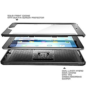 SUPCASE Unicorn Beetle Pro Series Case Designed for iPad 9.7 2018/2017, with Built-in Screen Protector & Dual Layer Full Body Rugged Protective Case for iPad 9.7 5th / 6th Generation(Black)