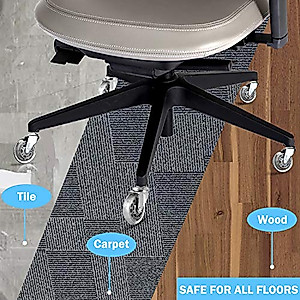 FOH Office Chair Wheels Set of 5 Heavy Duty Replacement Rubber Desk Chair Casters Best Protection for Your Hardwood Floors