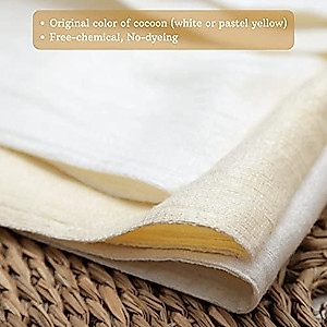 Ecosilky 3-Pack Organic Washcloth, 100% Raw Mulberry Silk, Natural, No Dyeing, Free-Chemical, Soft Face Towel , Fast Drying, Extra Absorbent,13" x 13"