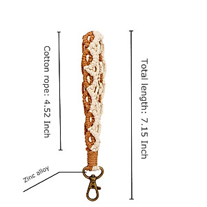 Poagoep Boho Macrame Keychain Bracelet Handmade Wristlet Keyring Holder Wrist Lanyard for Women Girls(1)