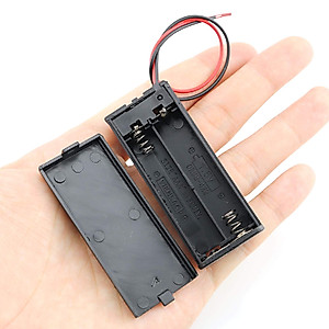 E-outstanding AA Battery Case 5PCS 2 x 1.5V AA Battery Case Holder,2 Slots x 1.5V AA Battery Spring Clip Storage Box with ON/Off Switch and Wire Leads