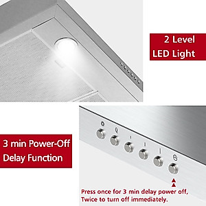 ONEEON 30'' Slim Under Cabinet Range Hood - 4-Speed Exhaust Fan, 2 Reusable Filters, Bright LED Lights, Stainless Steel Finish - All You Need for a Clean and Stylish Kitchen