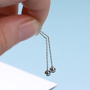 Yheakne Boho Bar Threader Earrings Silver Line Earrings String Drop Dangle Earrings Pull Through Long Chain Earrings Jewelry for Women and Girls