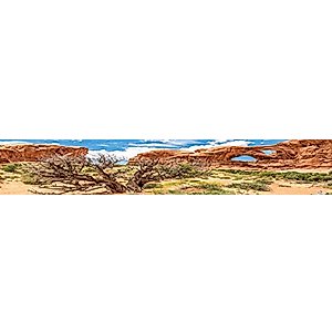 Reptile Habitat Background; Double Arch with Tree, for 48Lx24Wx18H Terrarium, 3-Sided Wraparound