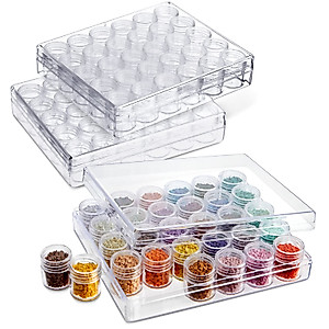 3 Pack Clear Bead Organizers and Storage Containers with Lids for Glitter, Arts and Crafts (93 Pieces)