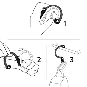 GEAR AID HEROCLIP Carabiner Clip and Hook (Small) For Purse, Stroller, and Backpack, Blue Steel