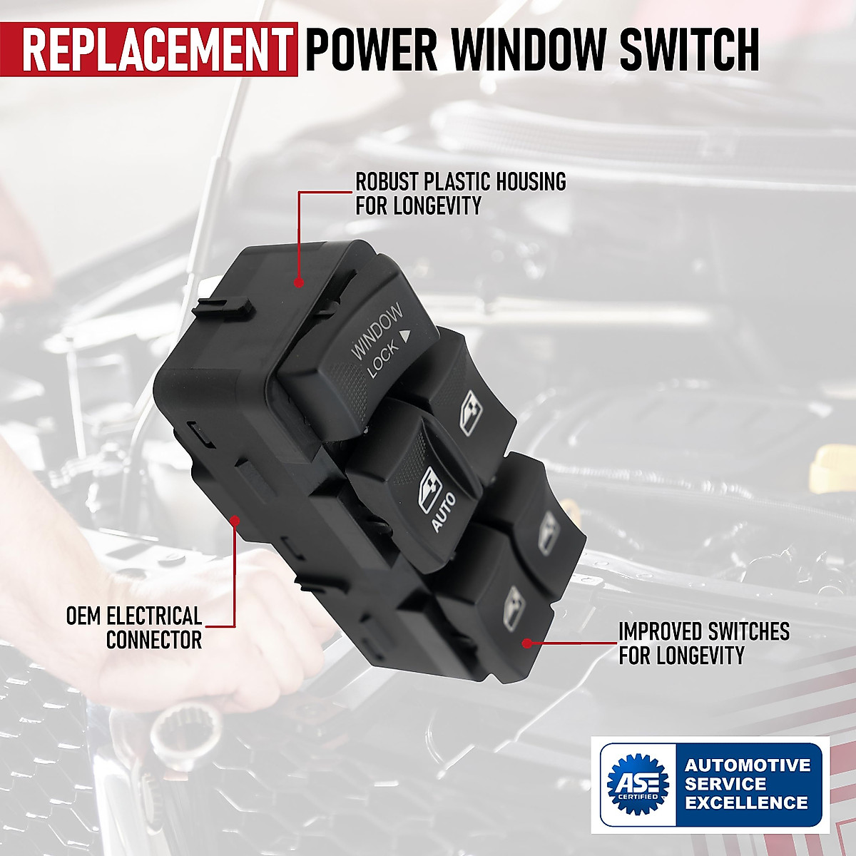 Master Power Window Switch - Driver Side Door - Compatible with Chevy Impala & Buick Rendezvous 2000-2005 - Replaces GM part 10283834, 10422427, 901-001