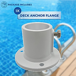 Poolzilla 1-Pack Deck Anchor Flange in White, Diameter of 1 1/2", Made of High Grade Cast Aluminum