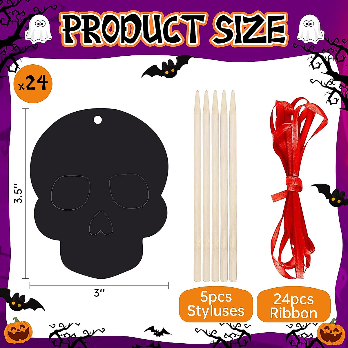 WhatSign Halloween Scratch Art Crafts for Kids 24Pcs Magic Rainbow Scratch Paper Halloween Party Games for Kids Adults Halloween Ornaments DIY Craft Decorations Halloween Party Favors Supplies