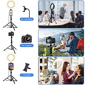 10.2" Ring Light with Stand, SAVEYOUR Dimmable LED Ring Light with Tripod Stand & Phone Holder Lighting for Live Stream/Makeup/Video/Camera/YouTube, Compatible with iPhone Android