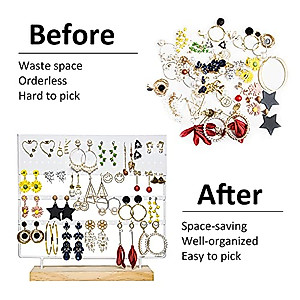 Brightdeco Earring Holder Organizer Earring Display Stand with Wooden Base White