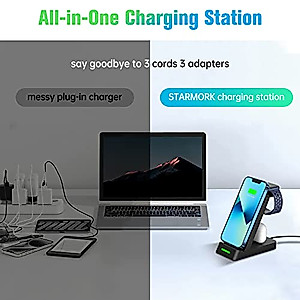 Charging Station for Multiple Devices Apple, 3 in 1 Fast Charging Station Dock Stand with Adapter for iPhone14 Pro Max/13/12/11/X/8/7 & Airpods, Wireless Charger for Apple Watch Ultra/8/7/6/SE/5/4/3/2