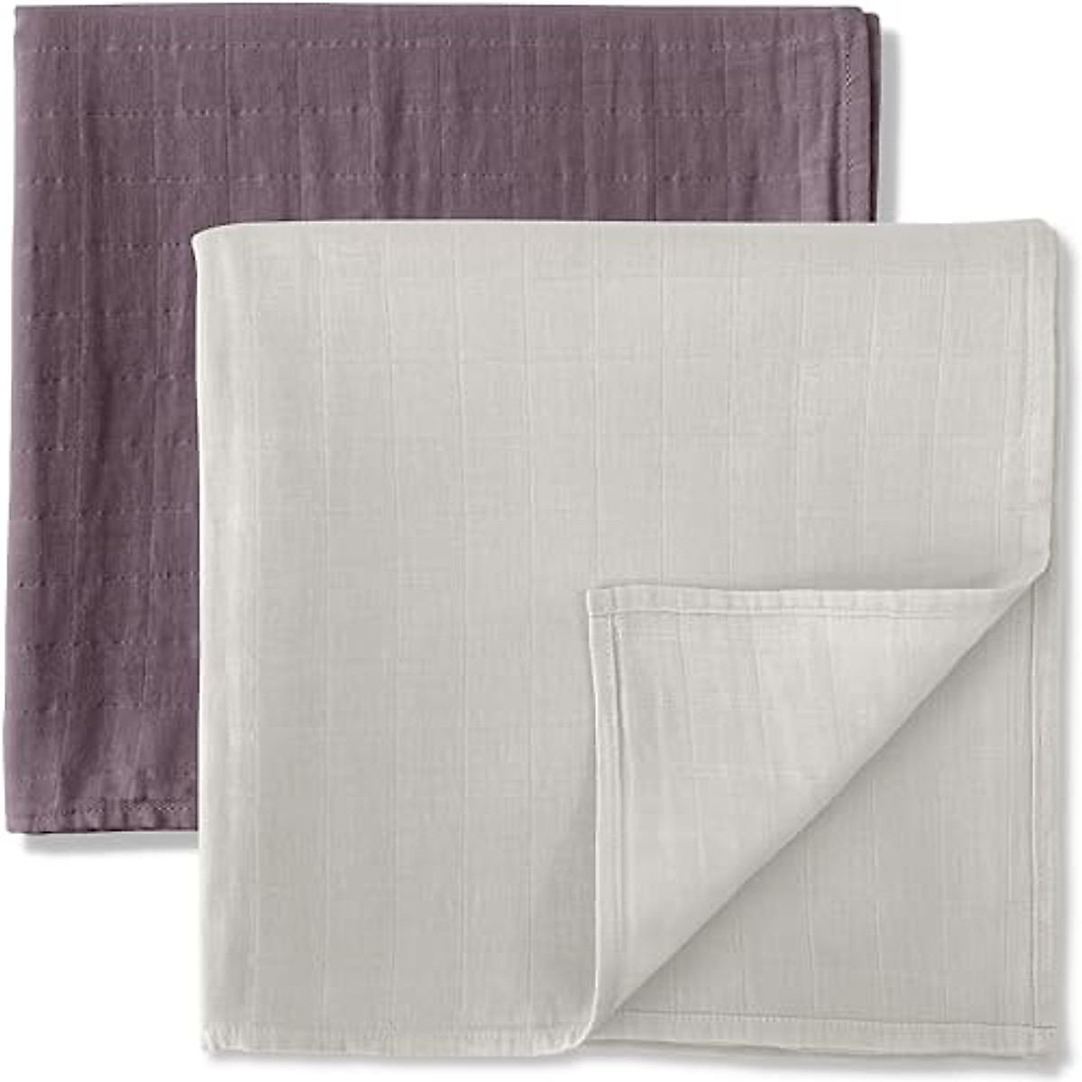 MOZAH Organic Muslin Swaddle Blankets - Set of 2 Large Soft Baby Blankets for Girls and for Boys 47 x 47 inches - Newborn Swaddle Baby Receiving Blankets Swaddling Wrap (Charcoal and Grey)