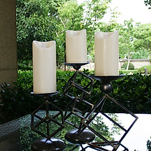 Flameless Outdoor Waterproof LED Pillar Candle with Remote Timer Battery Operated Flickering Resin Candle Light for Halloween Christmas Wedding Party Centerpiece Decorations Supplies 3”x 5” 2-Pack