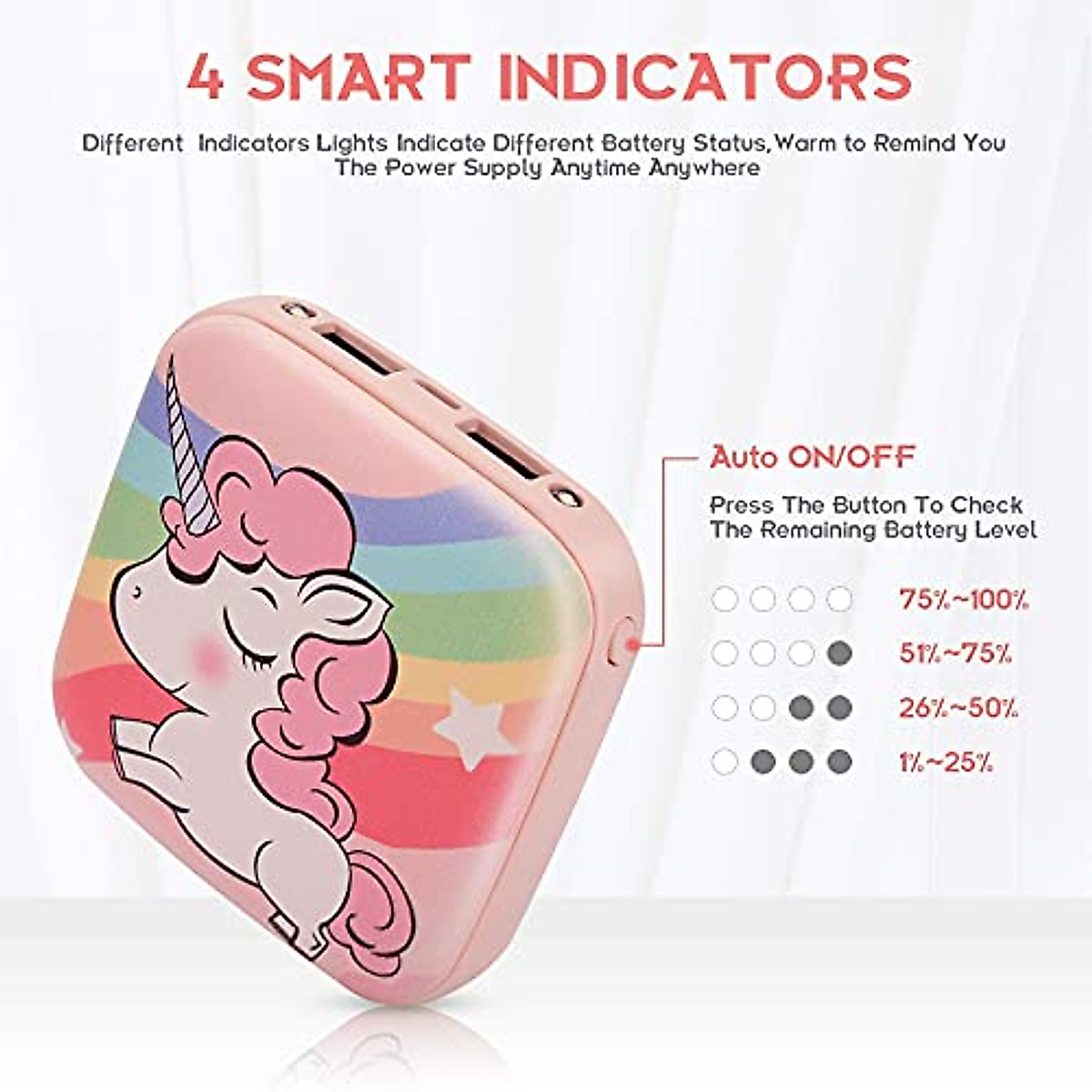 Sethruki Cute Portable Charger 10000mAh, Unicorn Mini Fast Charging Power Bank Gift Girl Kid Compact External Battery Pack with Dual USB Output for iPhone iPad Samsung Google Andiord Cellphone