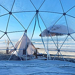 Garden Igloo Dome, 12FT Bubble Tent Garden Dome Tent with PVC Cover and Garden Dome Mesh, 5-7 Person All Year Use Geodesic Dome Tent for Sunbubble, Backyard, Outdoor Winter, Party