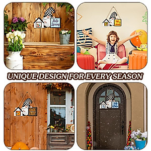 Thyle 31 Pcs Interchangeable Wooden Gnome sign Seasonal Gnome sign for Front Door Wood Gnome Door Hanger with Detachable Magnet Gnome Decorations for Home Wall Christmas Winter DIY Holiday Decor
