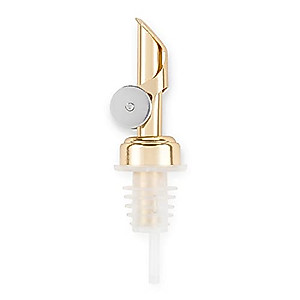True Glide Weighted Pourers with Self Closing Feature for Liquor, Wine, Oils, or Vinegar, Stainless Steel, Set of 2, Gold