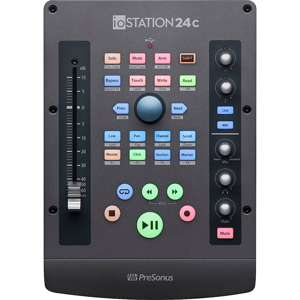 PreSonus ioStation 24c 2x2, 192 kHz, USB Audio Interface and Production Controller with Studio One Artist and Ableton Live Lite DAW Recording Software