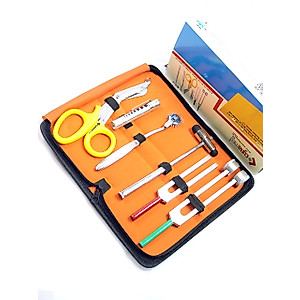 Cynamed Set of 6 pcs Reflex Percussion Buck Hammer + Penlight +Tuning Fork C 128 C 512 + Bandage Scissors 7.25" + Wartenberg Pinwheel (Set of 6)