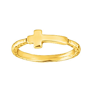 Silpada 'Simplex Cross' Horizontal Cross Textured Ring in Gold-Plated Sterling Silver, Size 11, Size 11