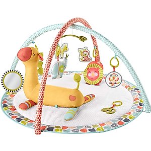 Fisher-Price Go Wild Gym & Giraffe Wedge, infant activity gym with large playmat, musical -toy and tummy time support wedge for babies [Amazon Exclusive]