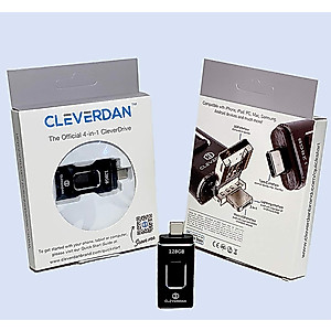 4-in-1 Android and iPhone 128GB Photo Stick USB 3.0 Flash Drive - Compatible with All Your Devices! iPhone iPad Samsung Pixel LG PC Mac (Easy Backup & External Storage + Certified iOS App) Cleverdan