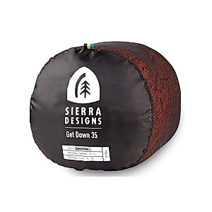 Sierra Designs Get Down 35 Degree Sleeping Bag - 550 Fill Power DriDown (PFC Free), Mummy Style Camping & Backpacking Sleeping Bags for Men & Women, Stuff Sack Included (Regular)