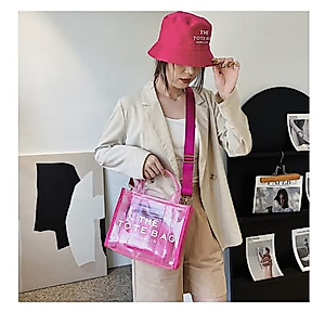 Twjimo Oversized Beach Bag, Transparent PVC Tote Bag, Outdoor, Beach, Pool, Mesh Beach Bag, Waterproof Beach Bag (10.6x8.2x4.1,pink)