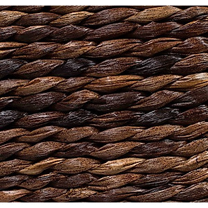 BIRDROCK Home Seagrass Accent Stool - Made of Hand Woven Natural Seagrass - 21 Inch Upholstered Stool for Living Room, Bathroom, Closet, and Bedroom - Modern Rustic Design Seat - Espresso