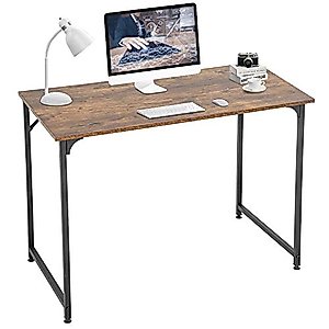 FDW Computer Desk Home Office Desk Gaming Desk Corner Writing Black Large 47”L x 23”W Student Art Modren Simple Style PC Wood and Metal Desk Workstation for Small Space，Vintage