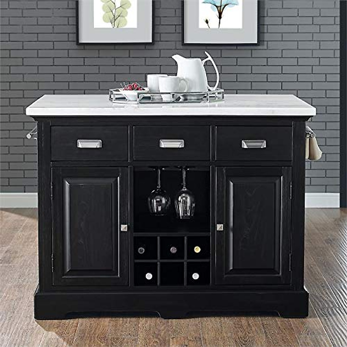 XPRESS WORLD Steve Silver Aspen Ebony Finished Wood Kitchen Island