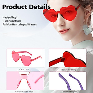 Pink Heart Sunglasses, Heart Glasses, 4 Pairs Heart Shaped Sunglasses Bulk, Red Heart Sunglasses, Party Clear Heart Shaped Glasses, Purple Heart Sunglasses, Hot Pink Heart Sunglasses for Women Men