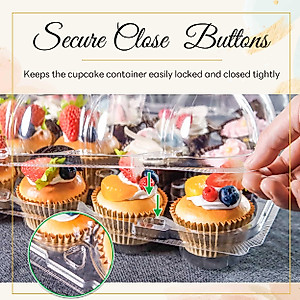 NPLUX 12 Count Cupcake Containers 12 Pack Cupcake Holders with Detachable Tall Dome Lids Clear Plastic Stackable Cupcake Boxes for 144 Cupcakes, BPA Free, Standard Size