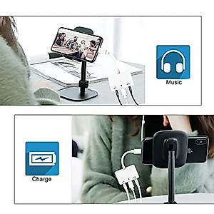FEINODI Dual 3.5mm iPhone Headphone Splitter, 3 in 1 iPhone Adapter for Headphone Jack, with Charging iPhone Splitter, Compatible with iPhone 13/12/11/X/8/8plus/7/7plus/iPad-Support iOS 15