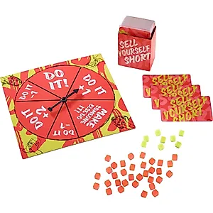 Mattel Games Sell Yourself Short, Hilarious Party Game for Adults and Teens, with Spinner, 112 Cards and 41 Tokens, Makes a Great Gift for 14 Year Olds and Up