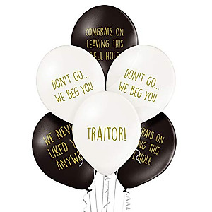 Office Leaver Going Away Funny Balloons - Pack of 12 Premium White And Black Balloons - Perfect For A Colleague Or Co-Worker