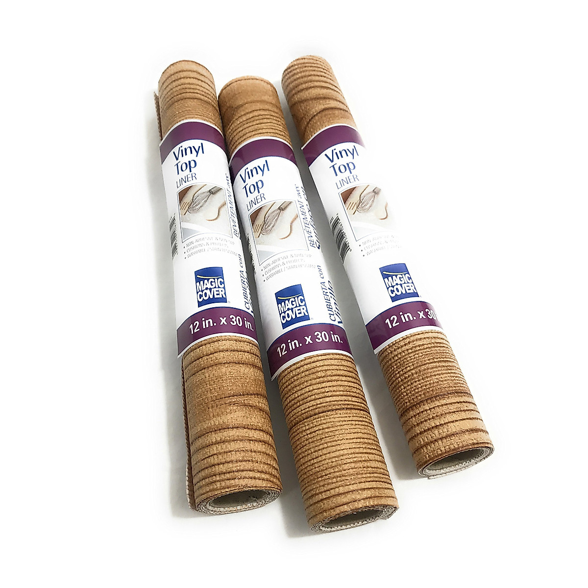 BeeHouse Magic Cover Vinyl Top Drawer Shelf Liner/Mat 12in. X 30in. Non-Adhesive & Non-Slip, Washable & Stain Resistant (3 Rolls)