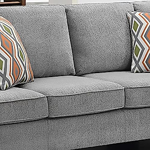 112" Wide Large Modern Upholstered L-Shaped Sectional Sofa with 4 Cushions, Modern Tufted Micro Cloth Couch with Soft Memory Foam Seats, 5 Seater Sofa - Light Grey - Oliver & Smith