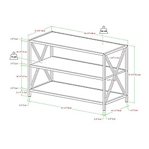 Walker Edison 2 Tier Open Shelf Industrial Wood Metal Bookcase Tall Bookshelf Home Office Storage, 40 Inch, Barnwood