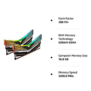 OLOy DDR4 RAM 16GB (2x8GB) Warhawk Aura Sync RGB 3200 MHz CL16 1.35V 288-Pin Desktop Gaming UDIMM (MD4U0832160BE0DA)