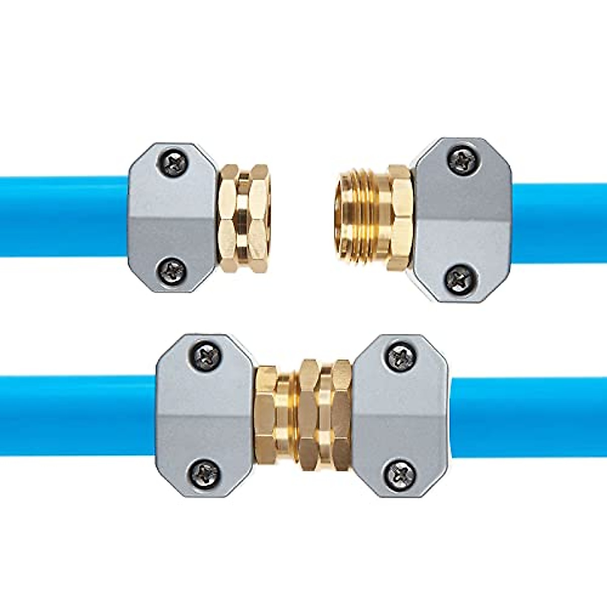 CYEAH Garden Hose Repair Kit 3 Sets, Zinc and Aluminum Male Hose End Water Hose Repair Connector, Garden Hose Repair Fittings, Fit 5/8" and 3/4" Garden Hose