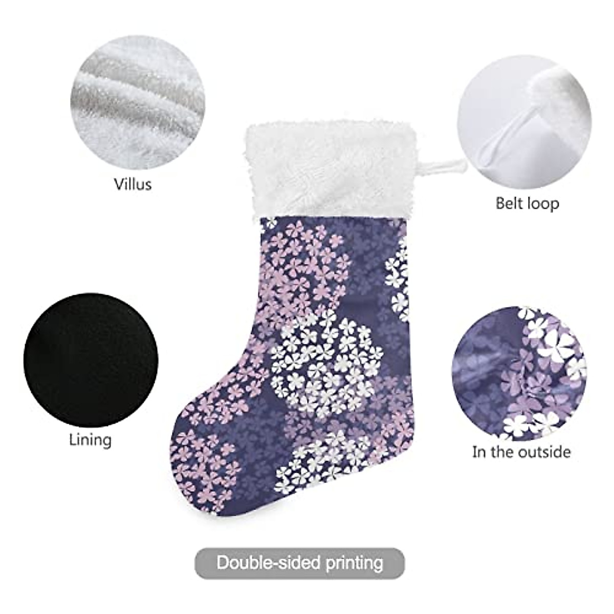 Kigai Christmas Stockings Purple Hydrangea Flower Large Candy Stockings Stuffers Kids Cute Xmas Sock Decorations 1PC for Home Holiday Party 12" x18"