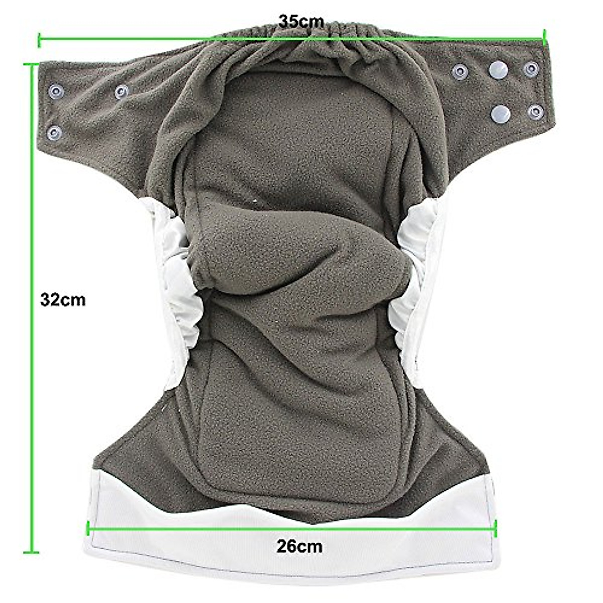 Baby Nappy Bamboo Charcoal Cloth AIO Diaper, Sewn in Insert Double Gussets